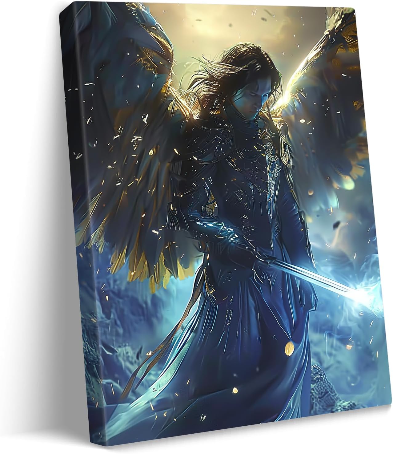 AEFER Bible Stories Canvas Wall Art Archangel Azriel Painting Religious Inspiring Peaceful ...