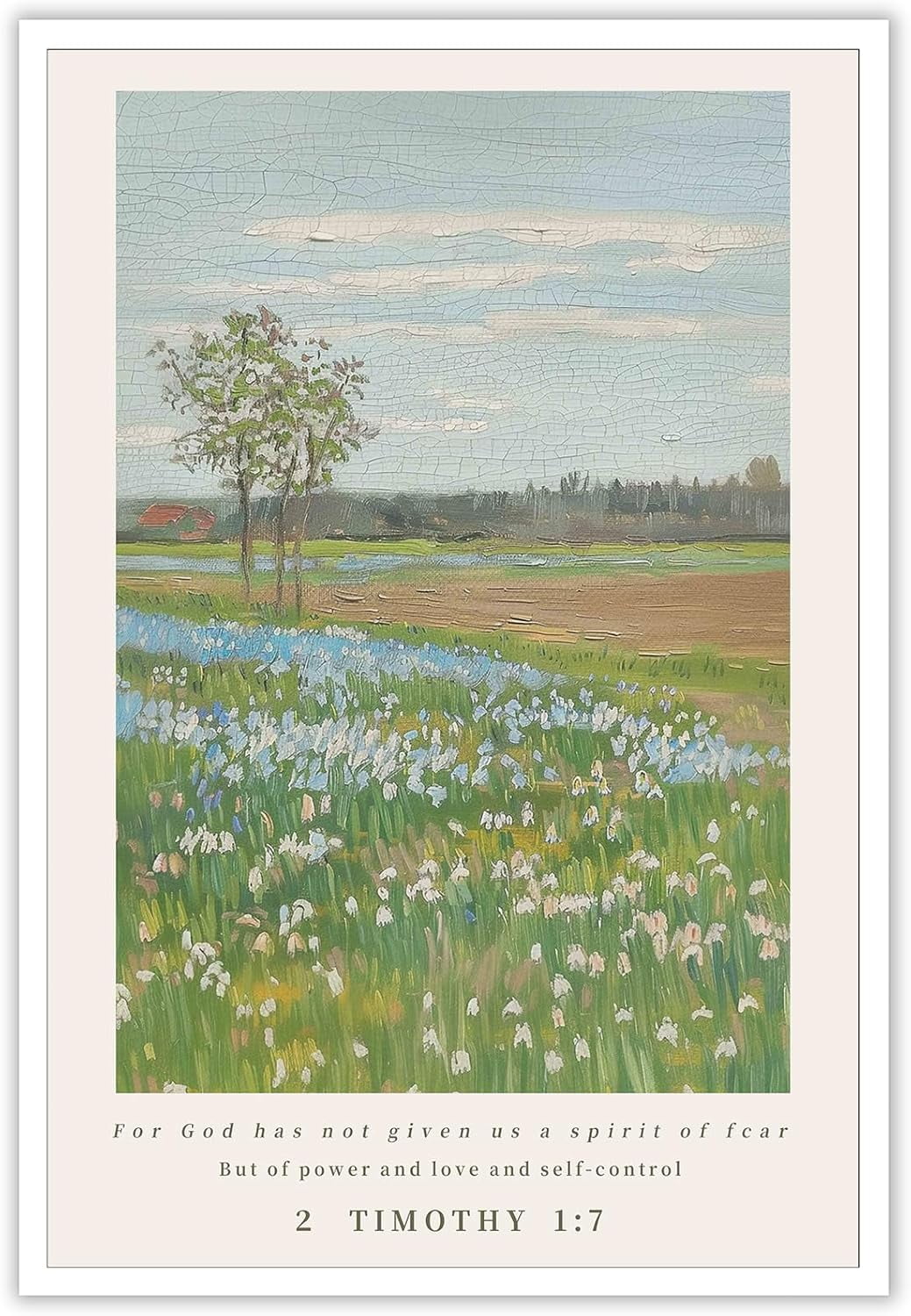 AEFER Bible Verse Canvas Wall Art 2 Timothy 1:7 Floral Landscape ...