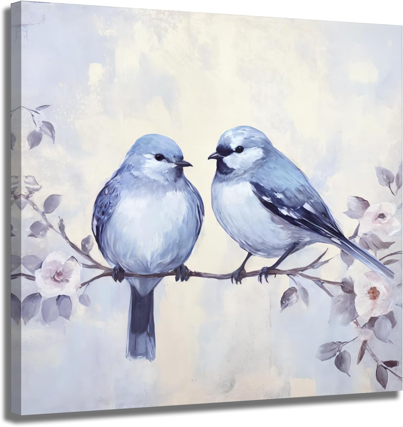 AEFER Bird Wall Art Canvas Little Blue Birds Wall Decor Love Birds ...