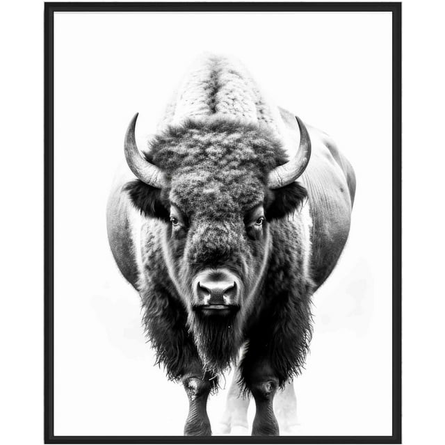 AEFER Bison Art Prints Posters, Black and White Photography Wall Art ...