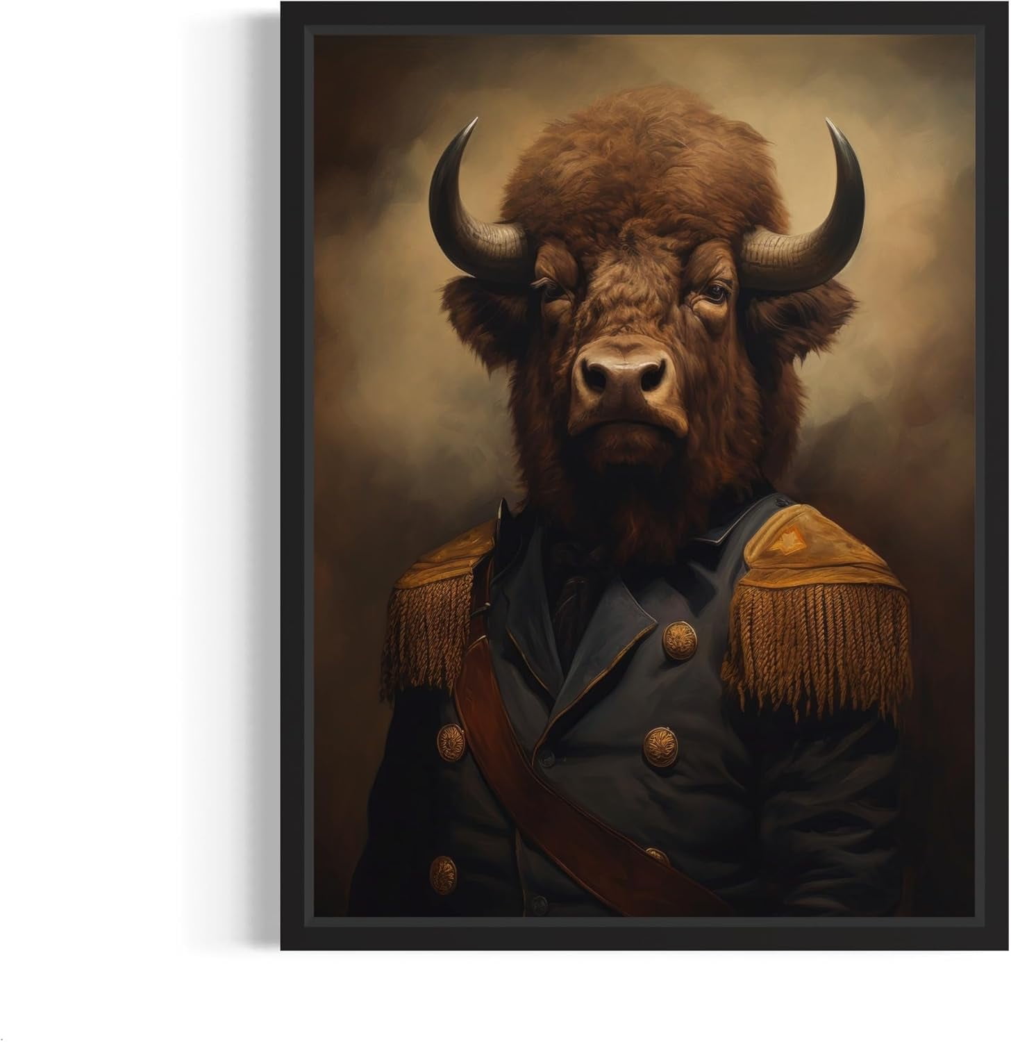 AEFER Bison Vintage Portrait Poster Art Print, Classic Animals Wall ...