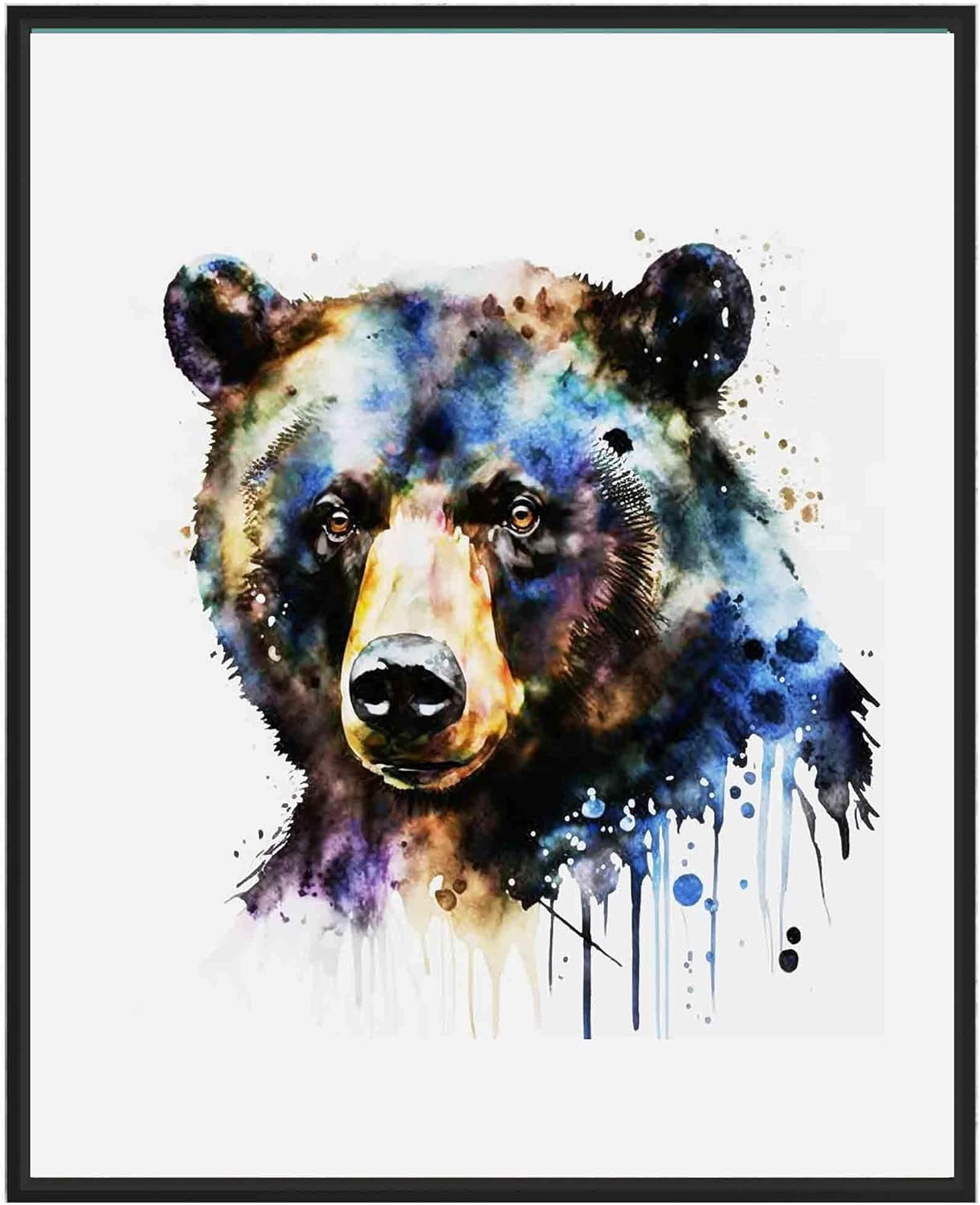 AEFER Black Bear Art Print Poster, Abstract Watercolor Animal Wall Art ...