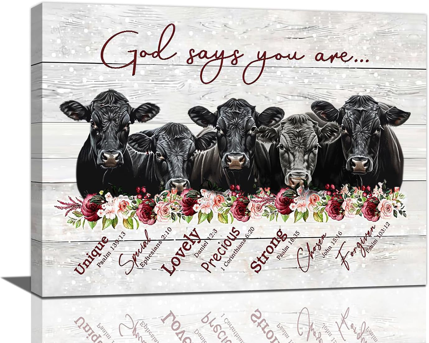AEFER Black Cow Wall Art Farmhouse Cow Pictures Wall Decor Flower ...