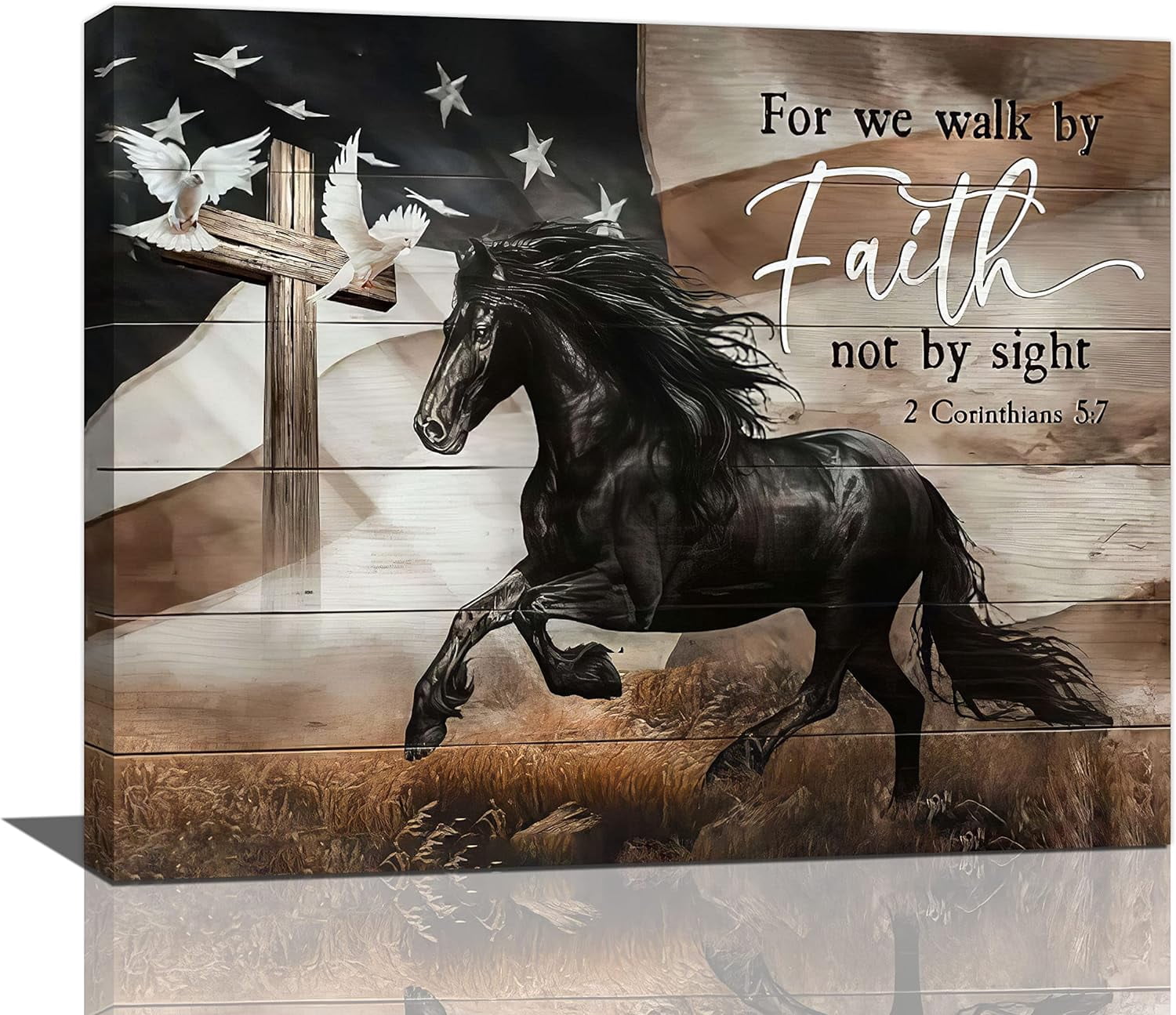 AEFER Black Horse Wall Art Christian Bible Verse Wall Decor Western ...