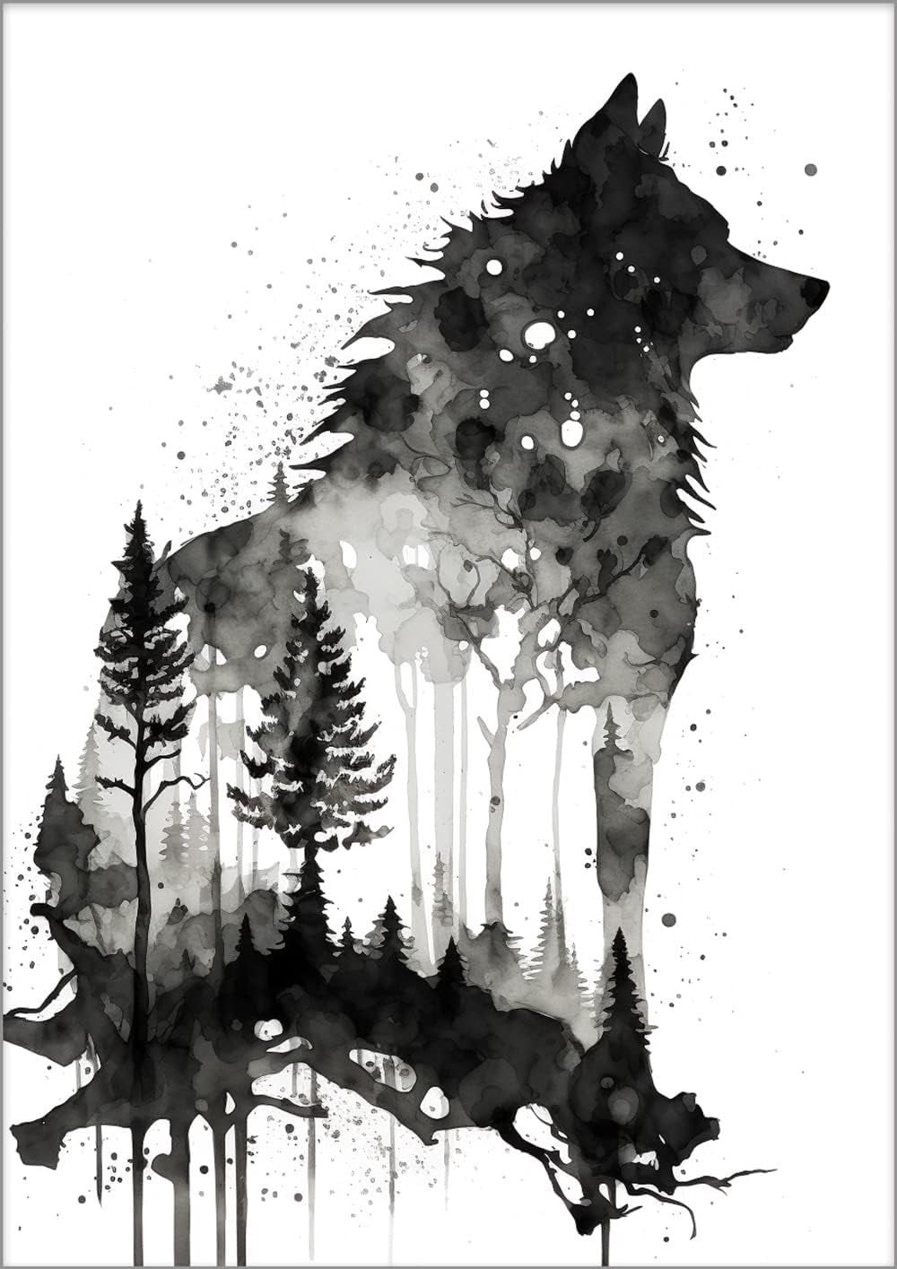 AEFER Black Ink wall art series. Watercolor Ink Art Print, poster size ...