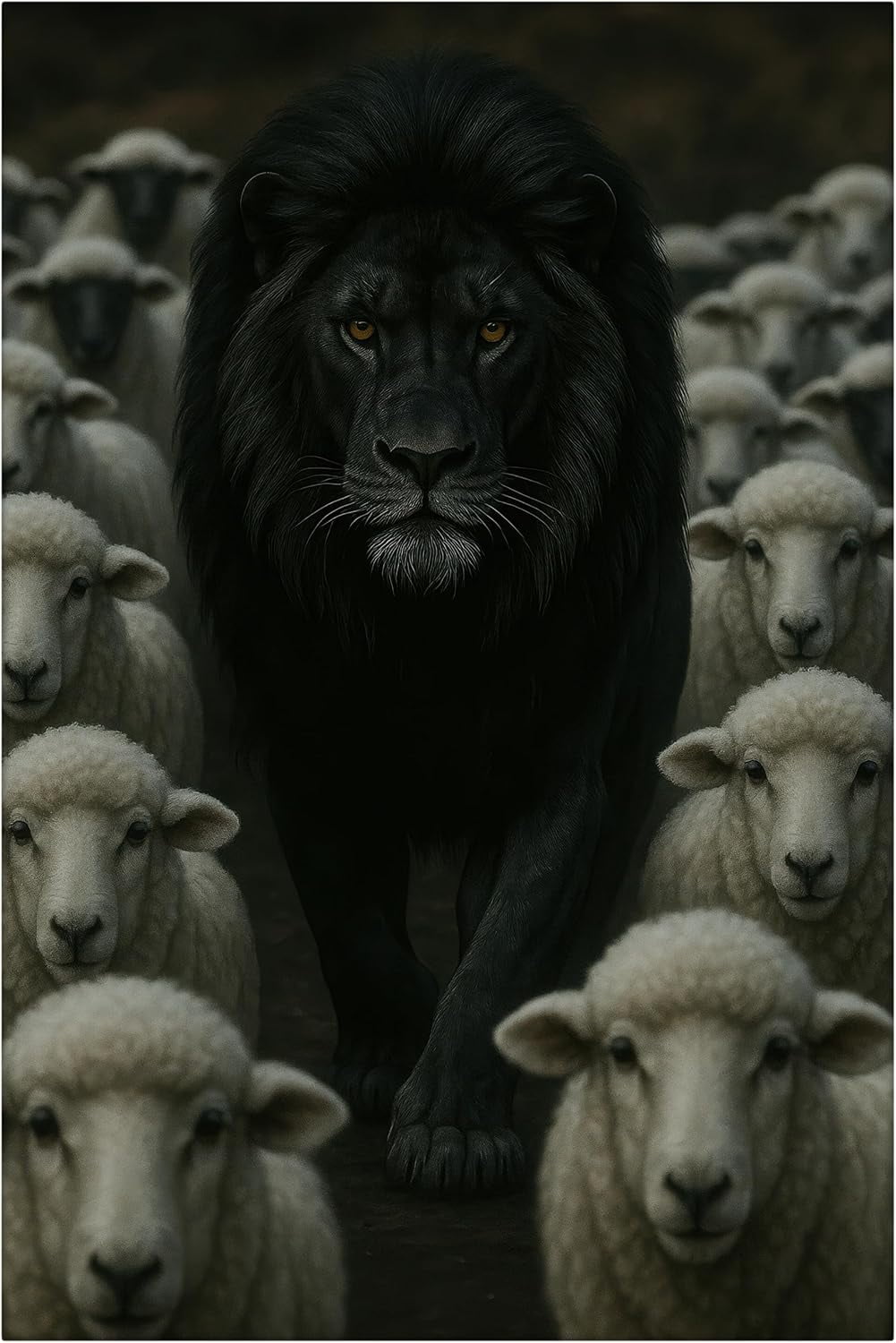 AEFER Black Lion Among Sheep Canvas Alpha Mindset Wall Decor ...