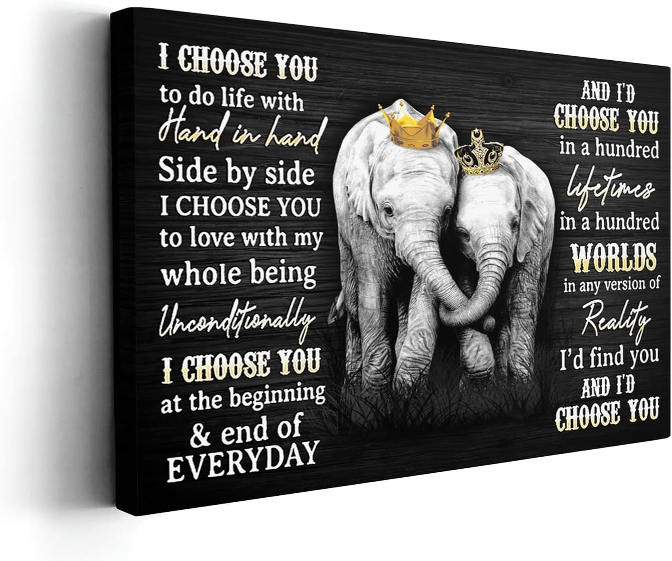 AEFER Black and White Elephant Wall Art Inspiritional Quotes - i Choose ...