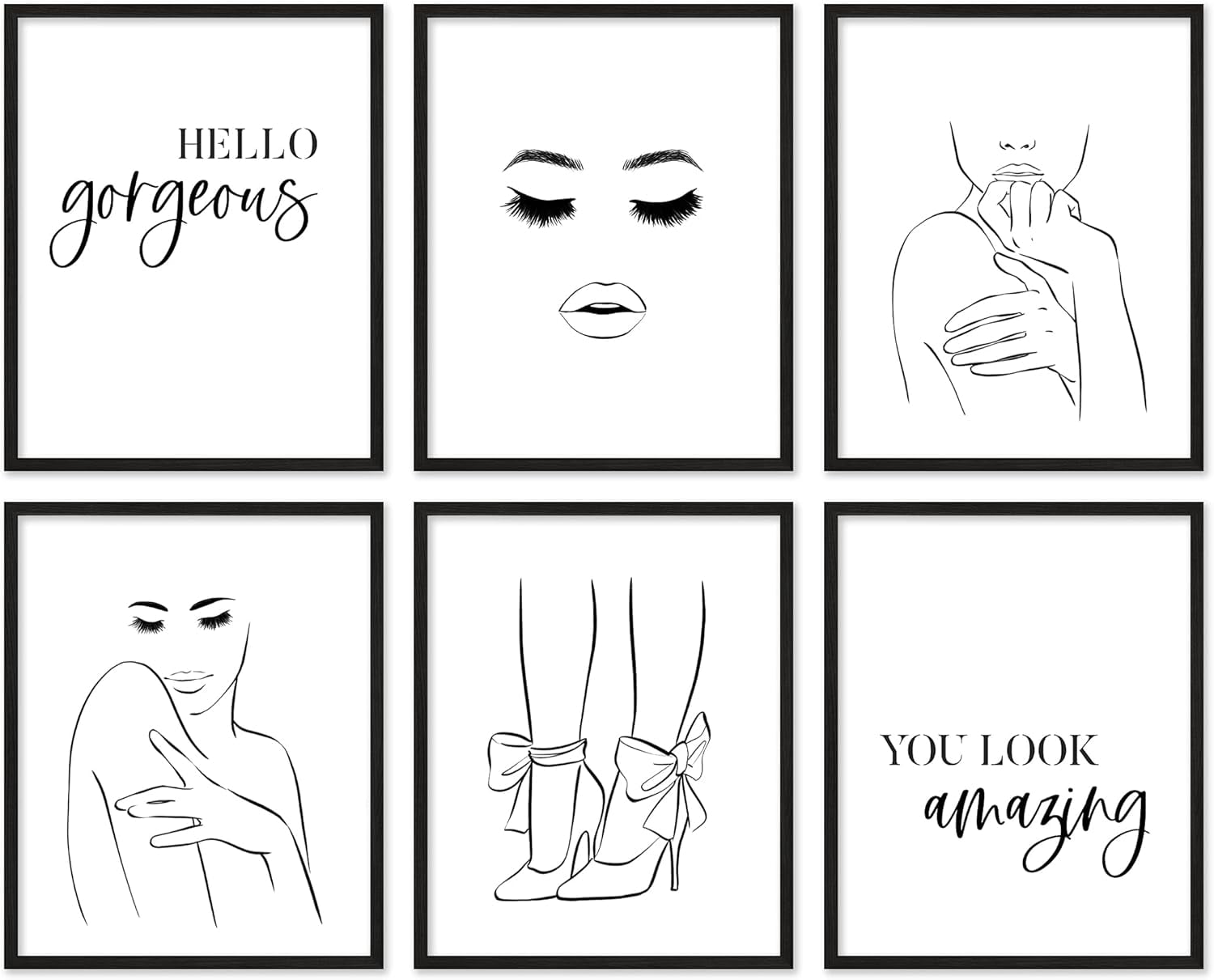 AEFER Black and White Fashion Wall Art Print Glam Beauty Room Decor ...