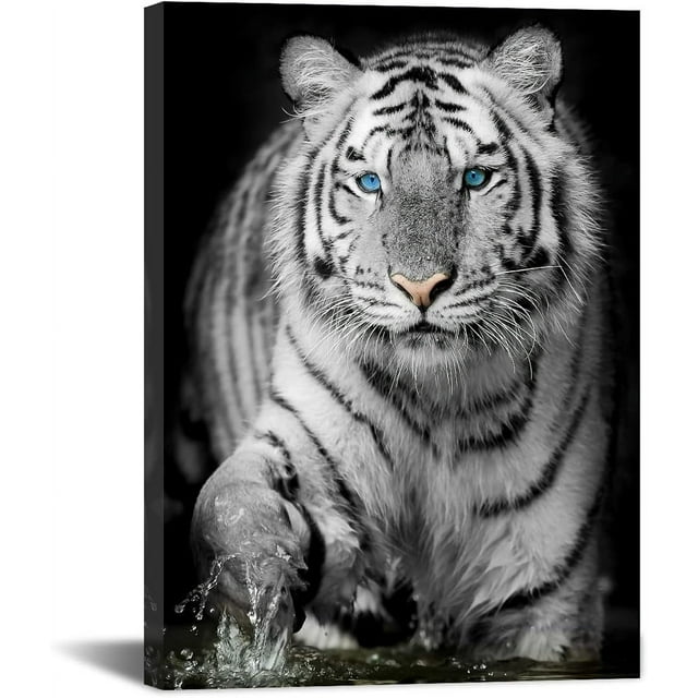 AEFER Black & White Tiger Canvas Wall Art Wild Animal Picture Wall ...