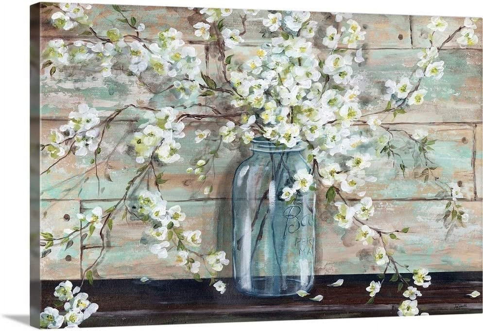 AEFER Blossoms in Mason Jar Canvas Wall Art Print by Tre Sorelle ...