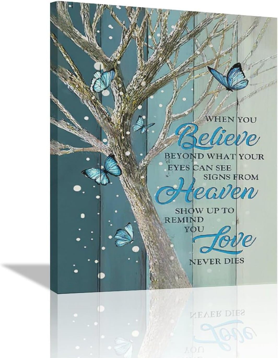 AEFER Blue Butterfly Decor Wall Art Memorial Pictures Motivational ...