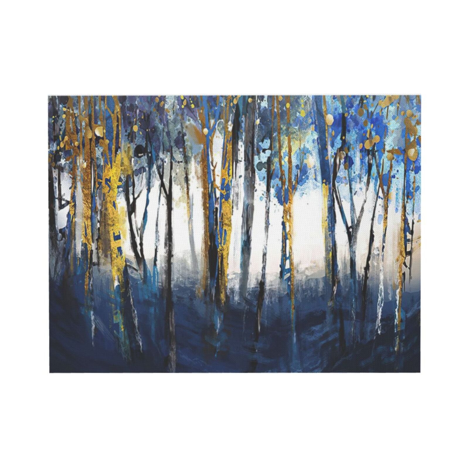 AEFER Blue and Gold Pictures Wall Decor Birch Tree Wall Art Large ...