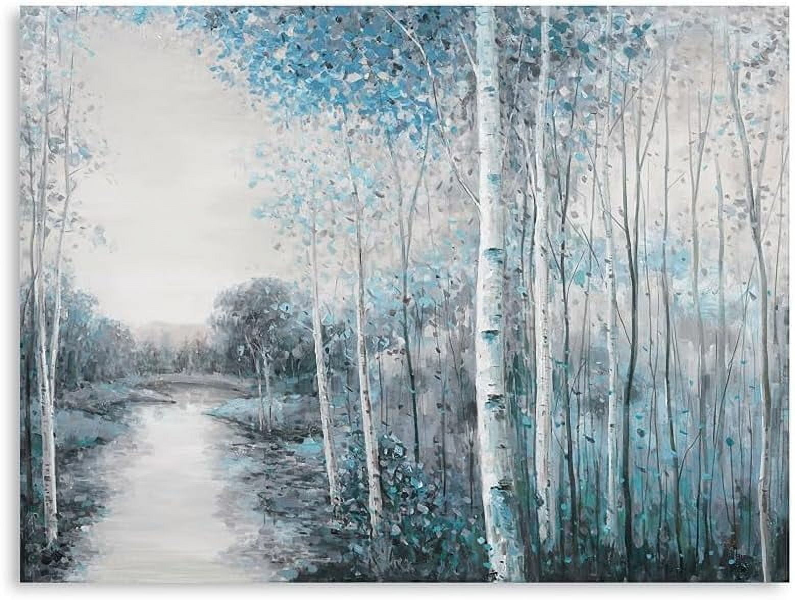 AEFER Blue Tree Canvas Wall Art - Rustic Country Wall Decor for Living ...