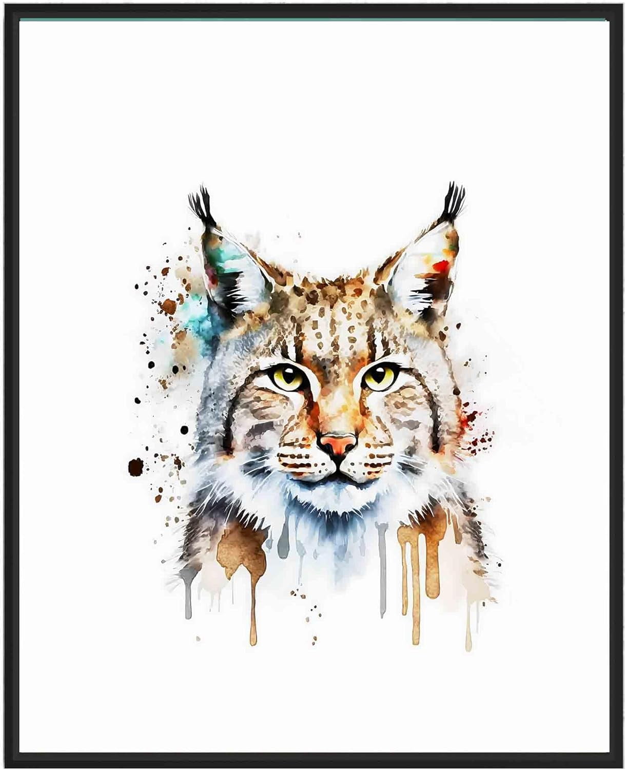 AEFER Bobcat Art Print Poster, Abstract Watercolor Animal Wall Art Prints, WIldlife Nature ...