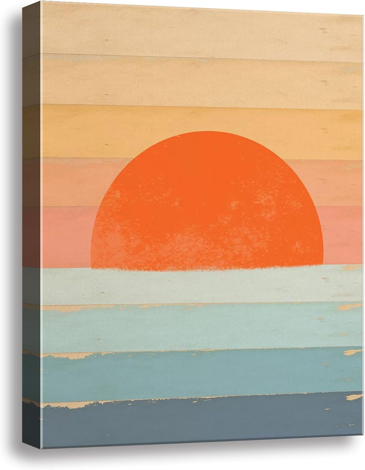 AEFER Boho Sun Wall Art, Unframed Canvas Wall Art Rainbow Sun Rising on ...