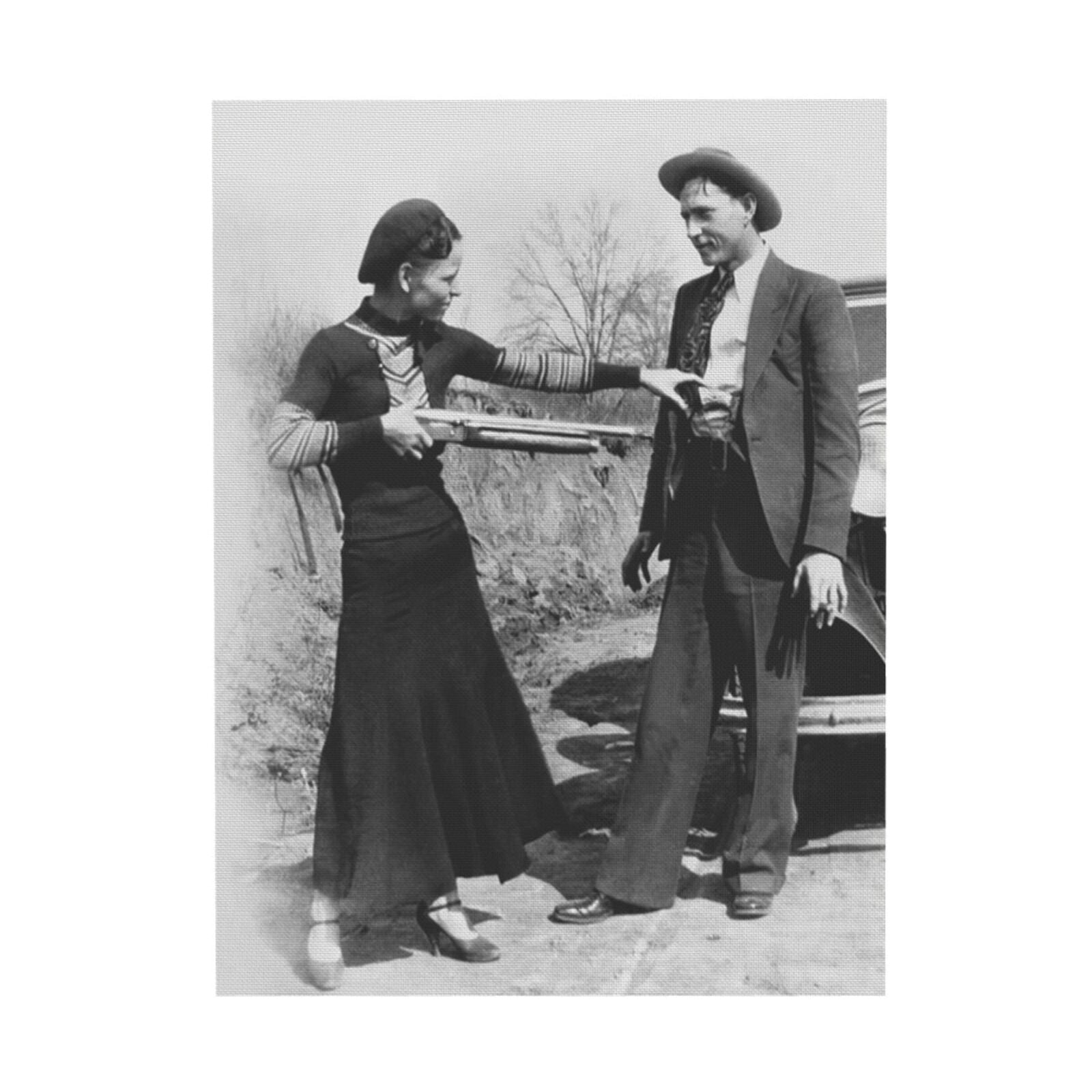 AEFER Bonnie and Clyde with Gun Vintage Photo Art Print-Wall Art Poster ...
