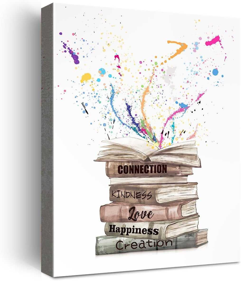 AEFER Book Quote Wall Art Decor,Inspirational Book Quote Art Canvas ...