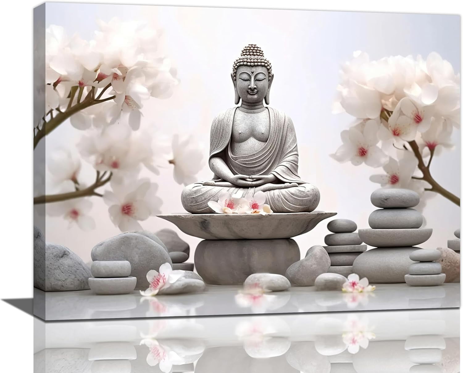 AEFER Buddha Zen Wall Art Buddhist Pictures Wall Decor Blossom Statue ...