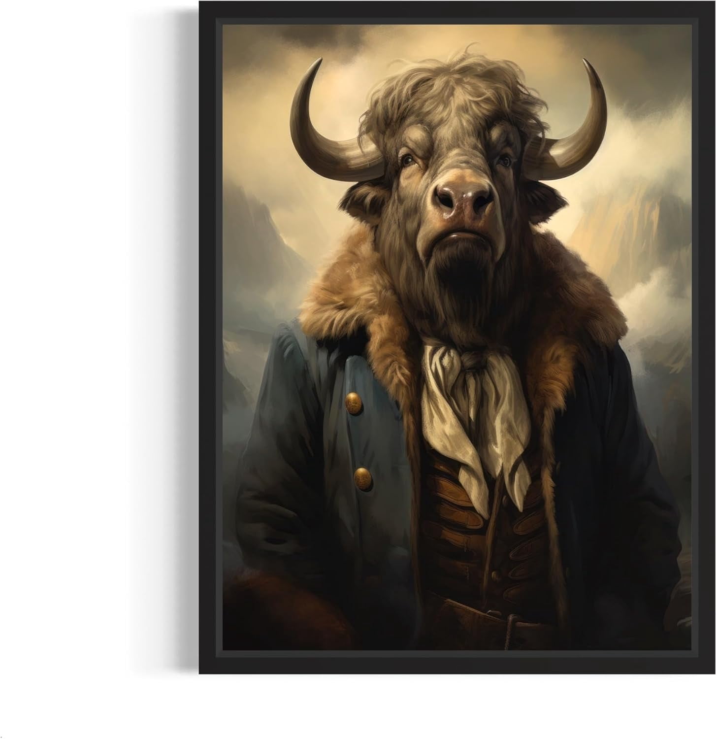 AEFER Buffalo Vintage Portrait Poster Art Print, Classic Animals Wall ...