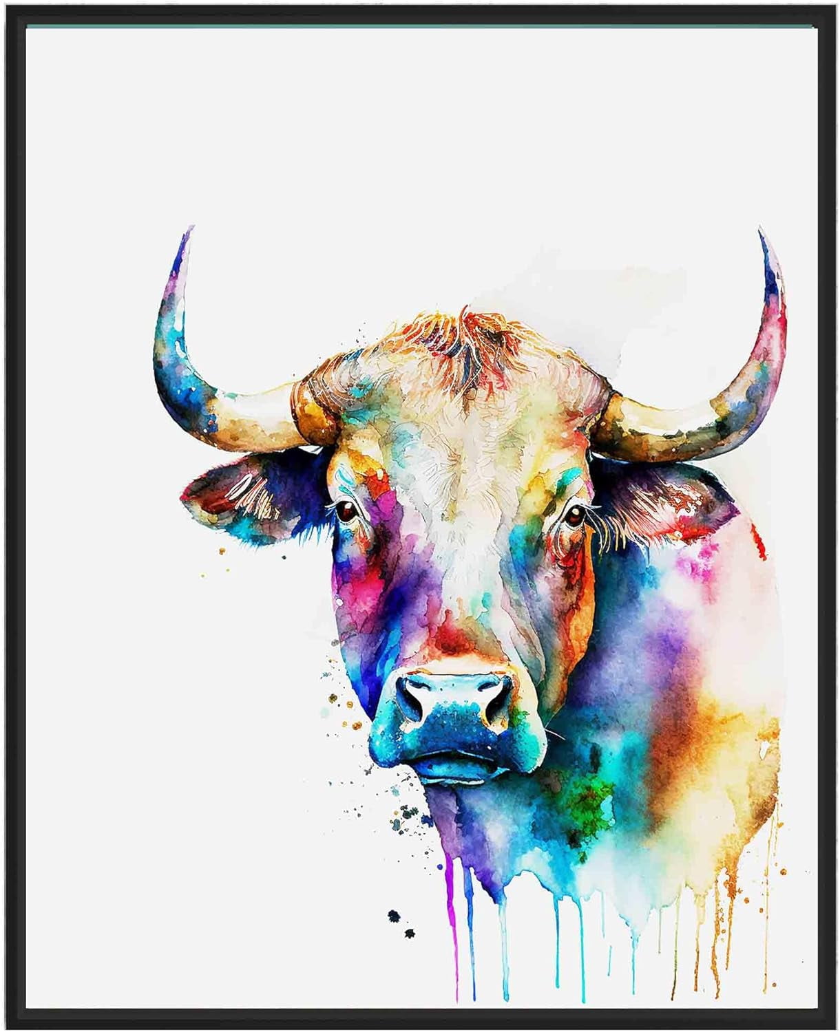 AEFER Bull Art Print Poster, Abstract Watercolor Animal Wall Art Prints, WIldlife Nature Artwork ...