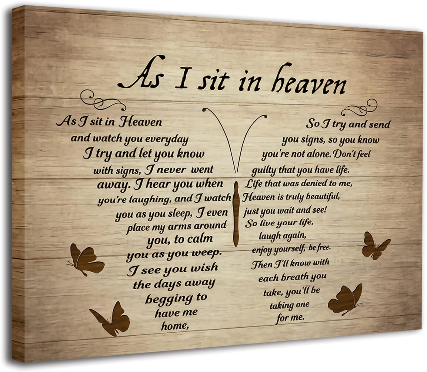 AEFER Butterflies Vintage Canvas Wall Art Canvas As I Sit in Heaven and ...