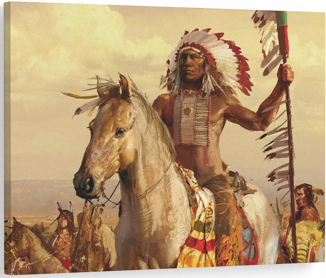AEFER Cacique Native American Picture Wall Decor Colorful Indian Native ...