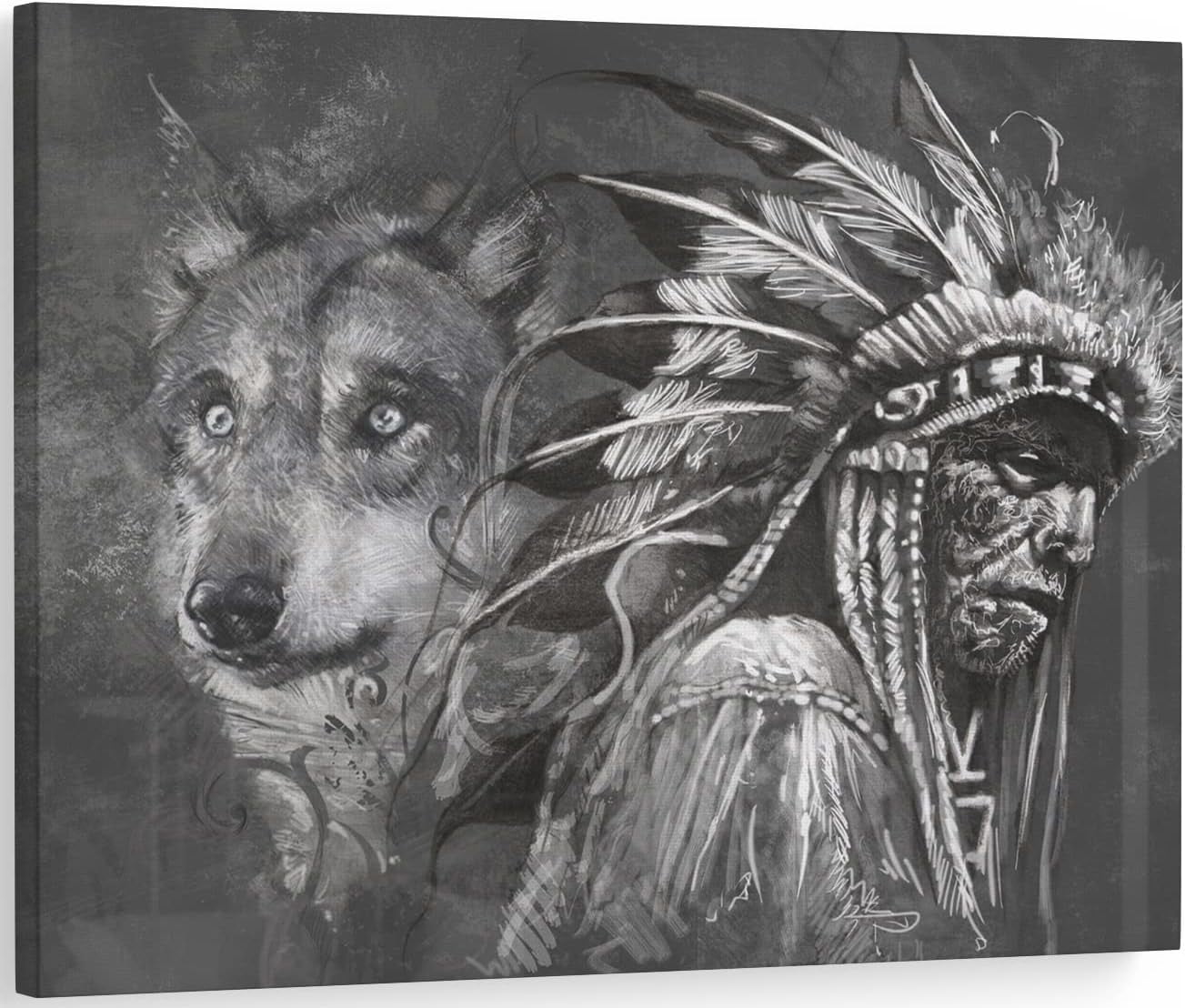 AEFER Cacique Native American Pictures Wall Decor Black And White ...