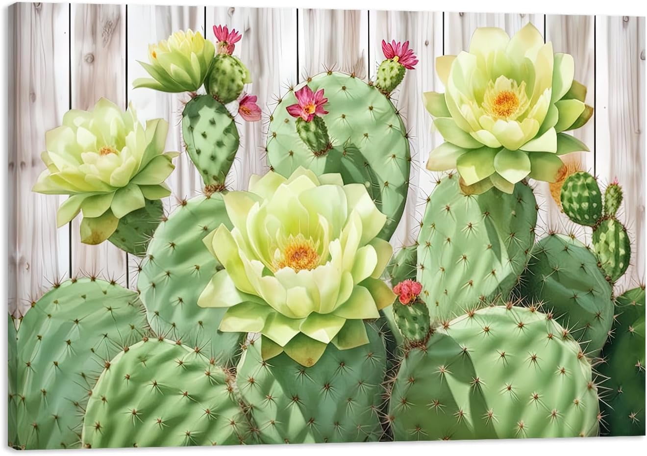 AEFER Cactus Canvas Wall Art, Succulent Cacti and Cactus Flowers on ...
