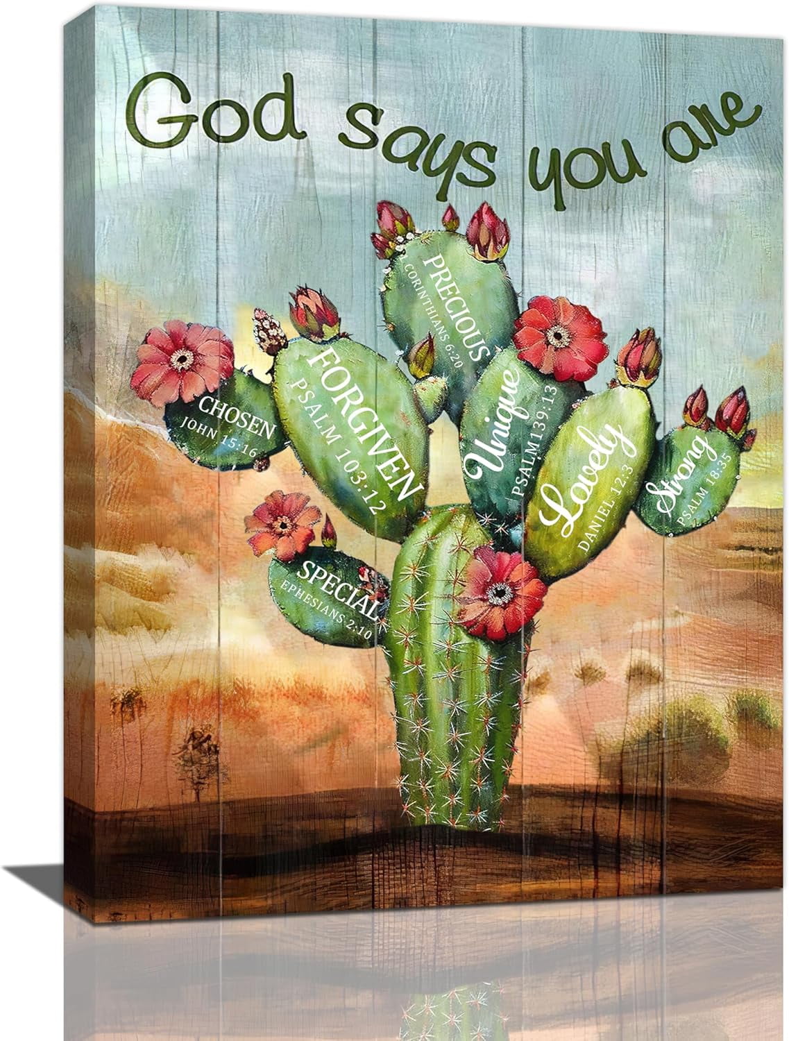 AEFER Cactus God Says You Are Wall Art Succulent Desert Pictures Wall ...