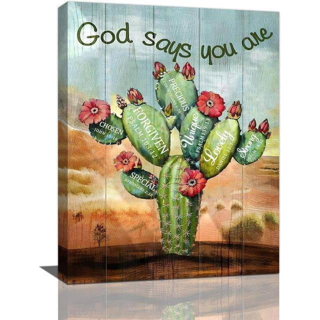 AEFER Cactus God Says You Are Wall Art Succulent Desert Pictures Wall ...