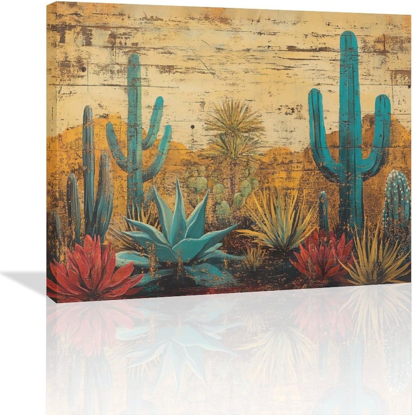 AEFER Cactus Wall Art Tropical Plants Wall Decor Desert Cactus Western ...