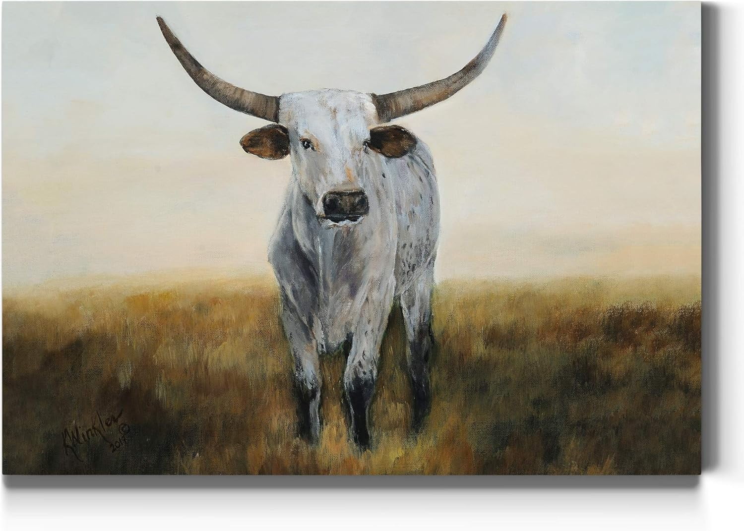 AEFER Canvas Animal Wall Art Home Paintings & Prints Fierce Longhorn ...