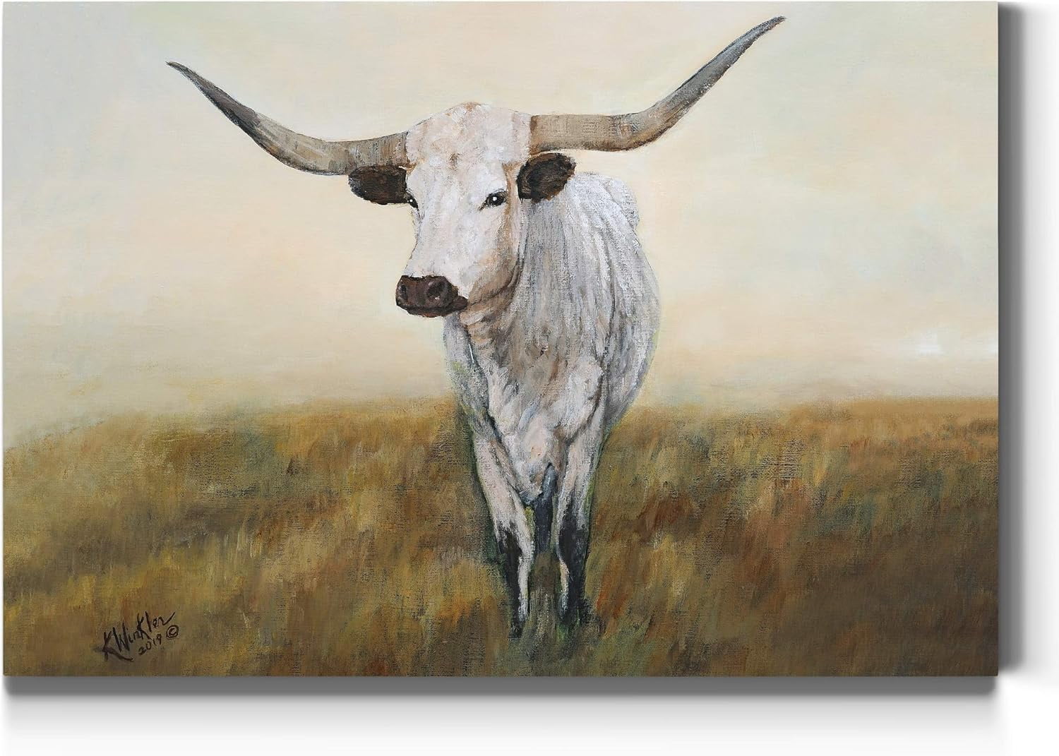 AEFER Canvas Animal Wall Art Home Paintings & Prints Fierce Longhorn ...