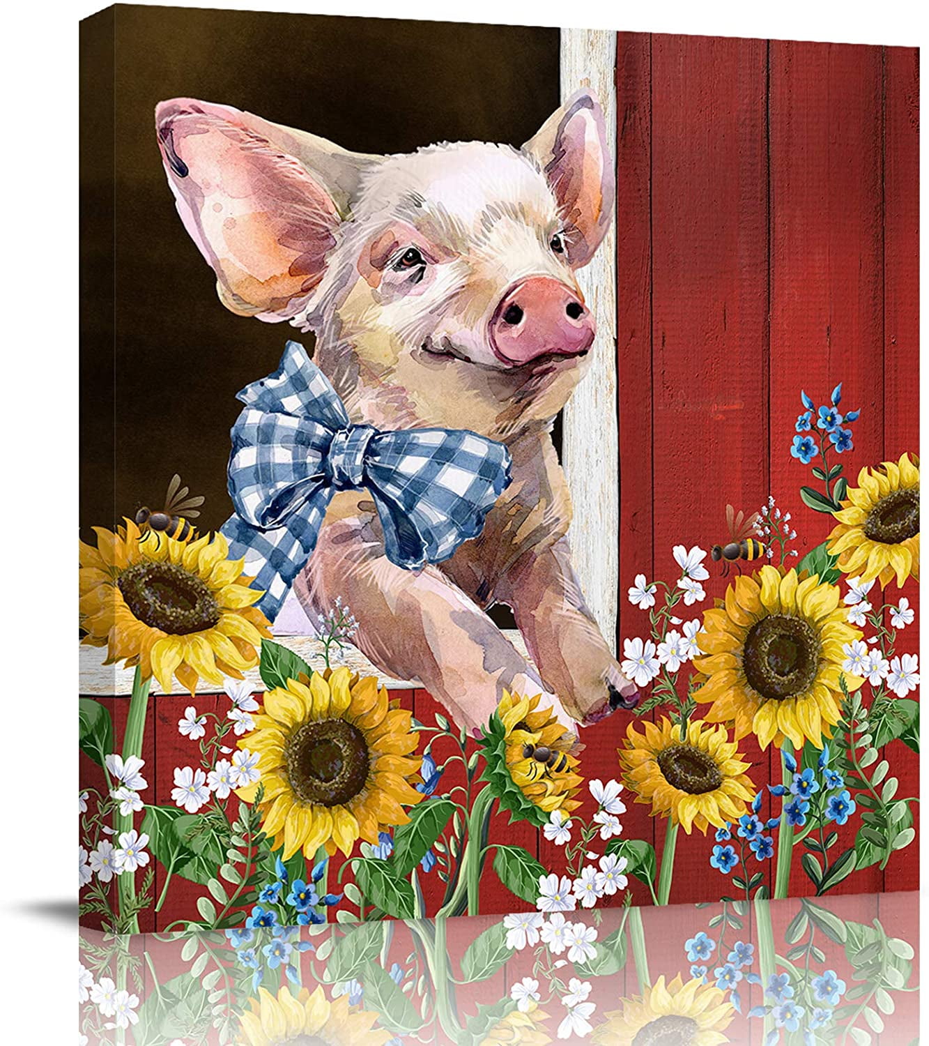AEFER Canvas Art Wall Decor for Sunflower Pig Wall Decor Picture ...