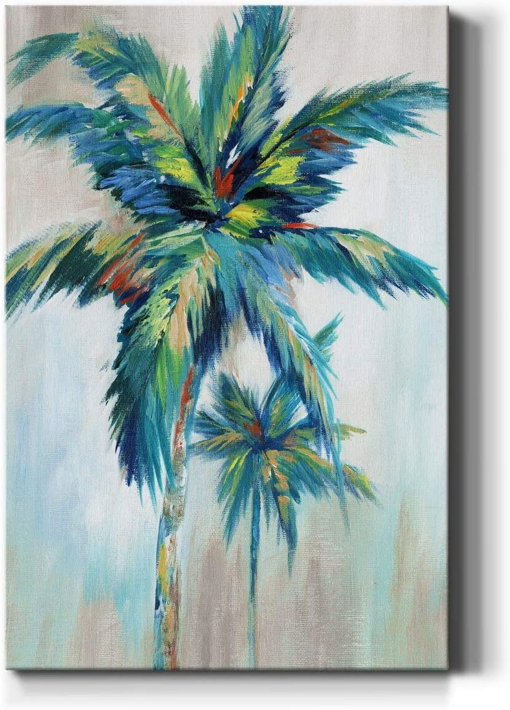 AEFER Canvas Nature Artwork for Home Green Blue Palm Trees Rustic ...