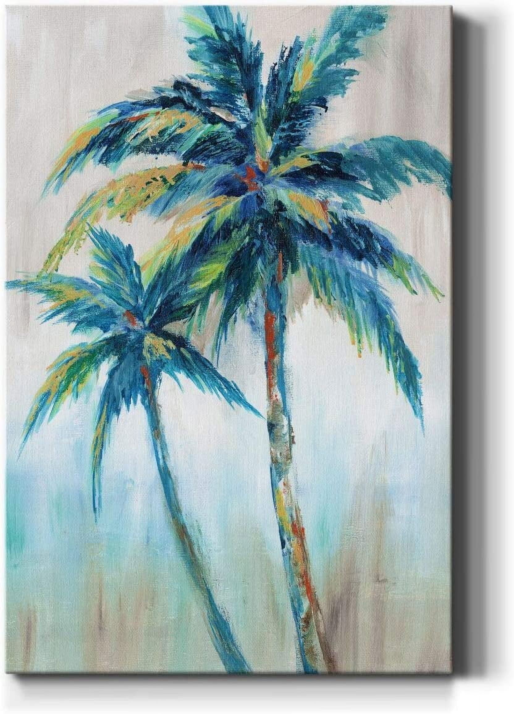 AEFER Canvas Nature Artwork for Home Green Blue Palm Trees Rustic ...