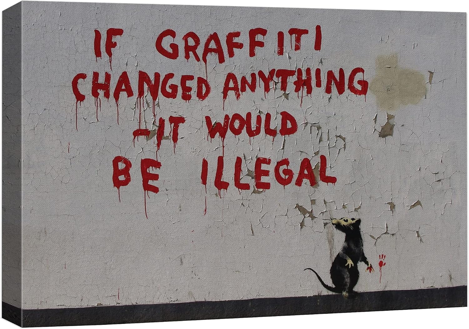 AEFER Canvas Print Wall Art Banksy Graffiti Changed Anything with Rat ...