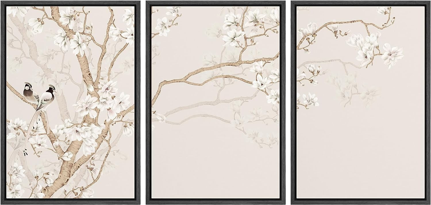 AEFER Canvas Print Wall Art Bird in Cherry Blossom Tree Minimalism ...
