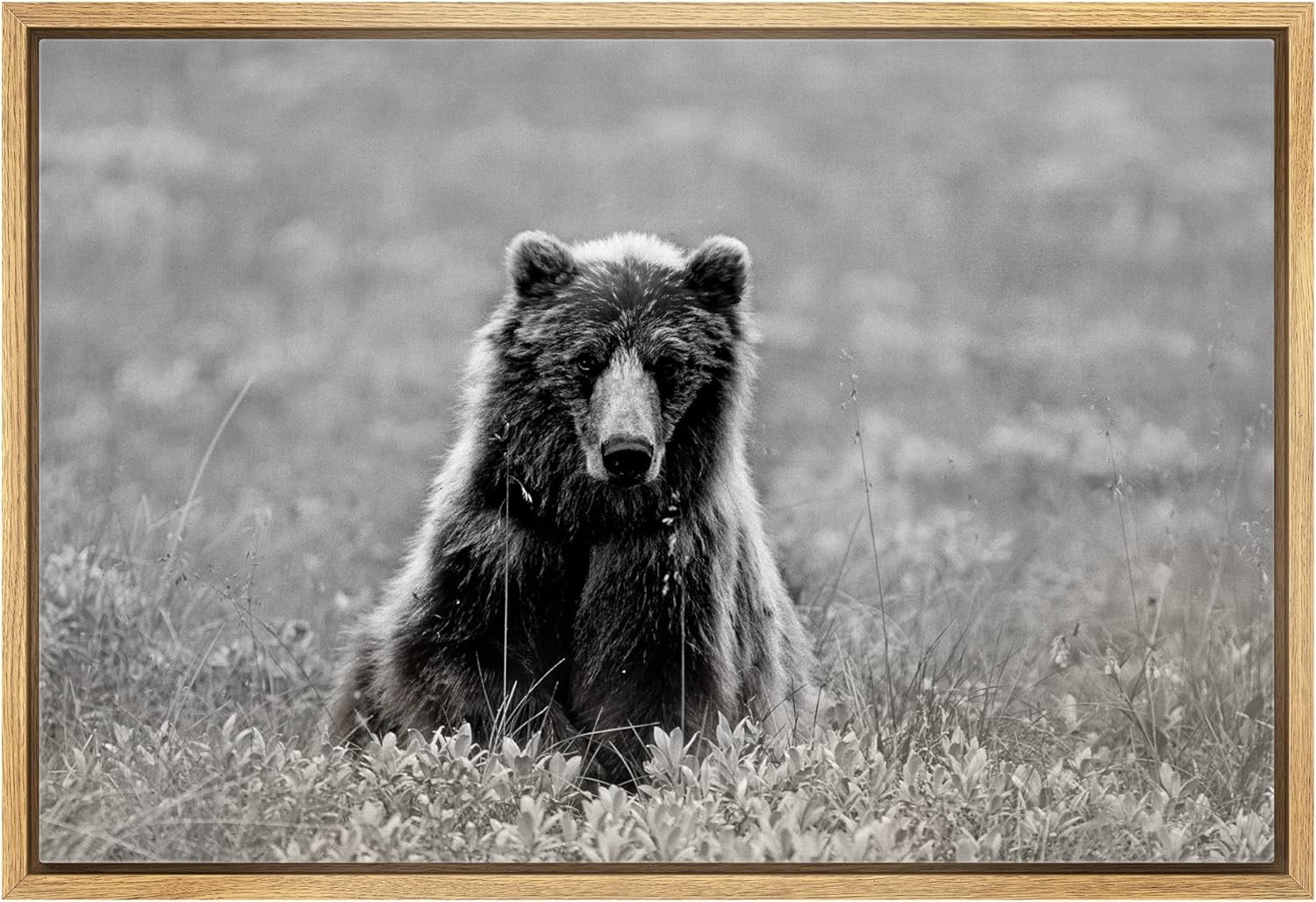 AEFER Canvas Print Wall Art Black White Country Forest Bear Portrait ...