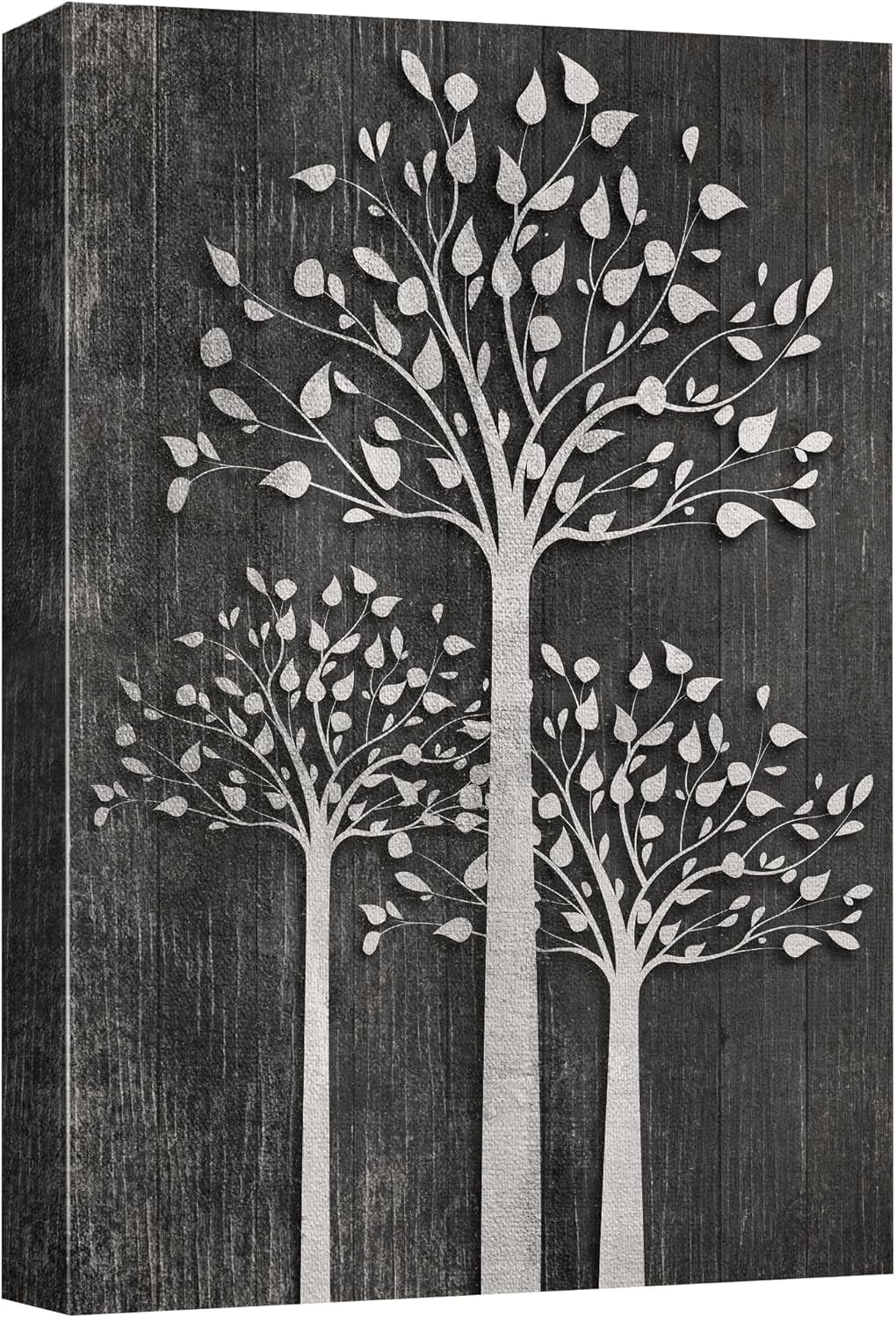 AEFER Canvas Print Wall Art Black & White Forest Tree Silhouette Nordic ...