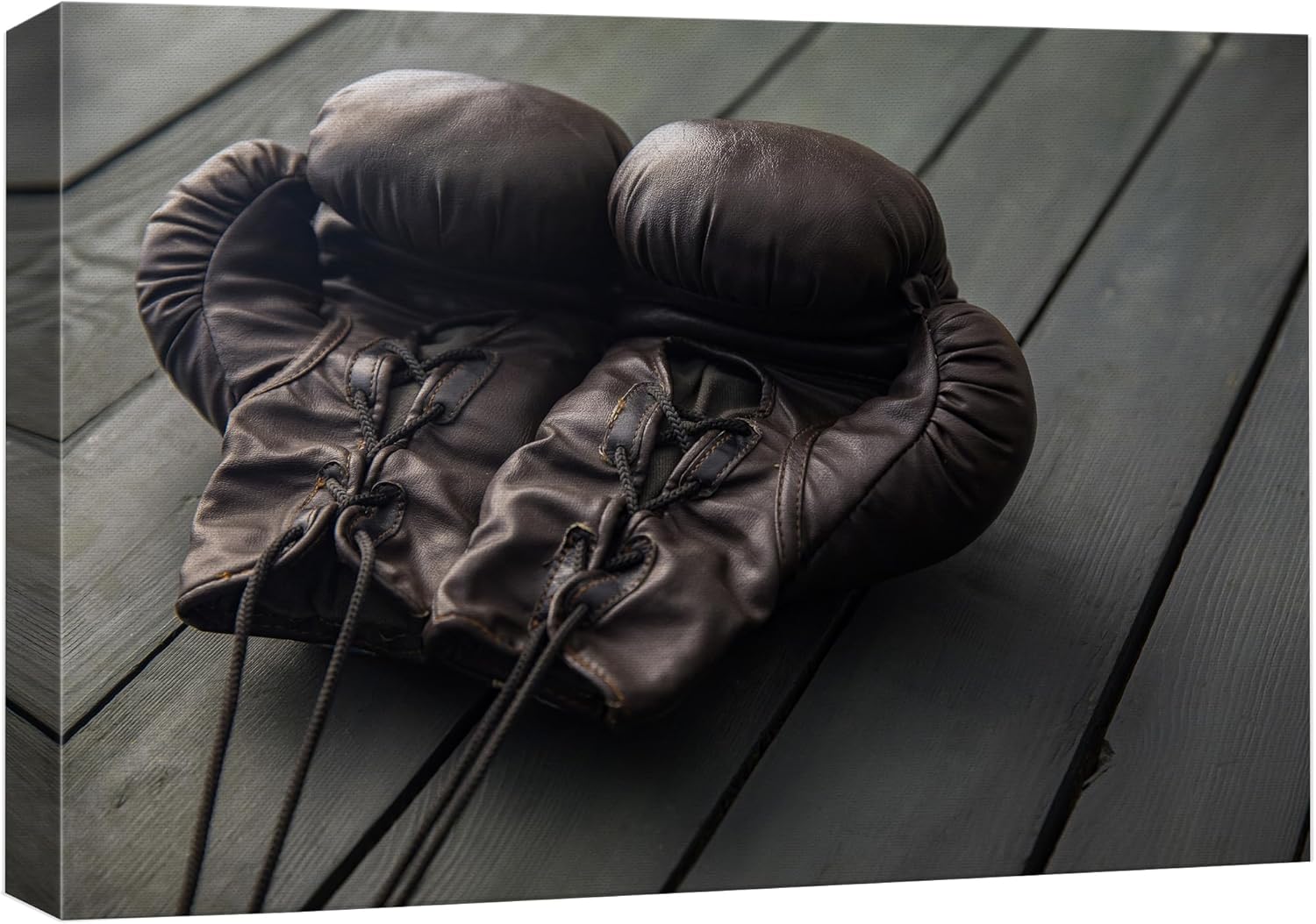 AEFER Canvas Print Wall Art Boxing Gloves Wood Panel Sports Gym ...