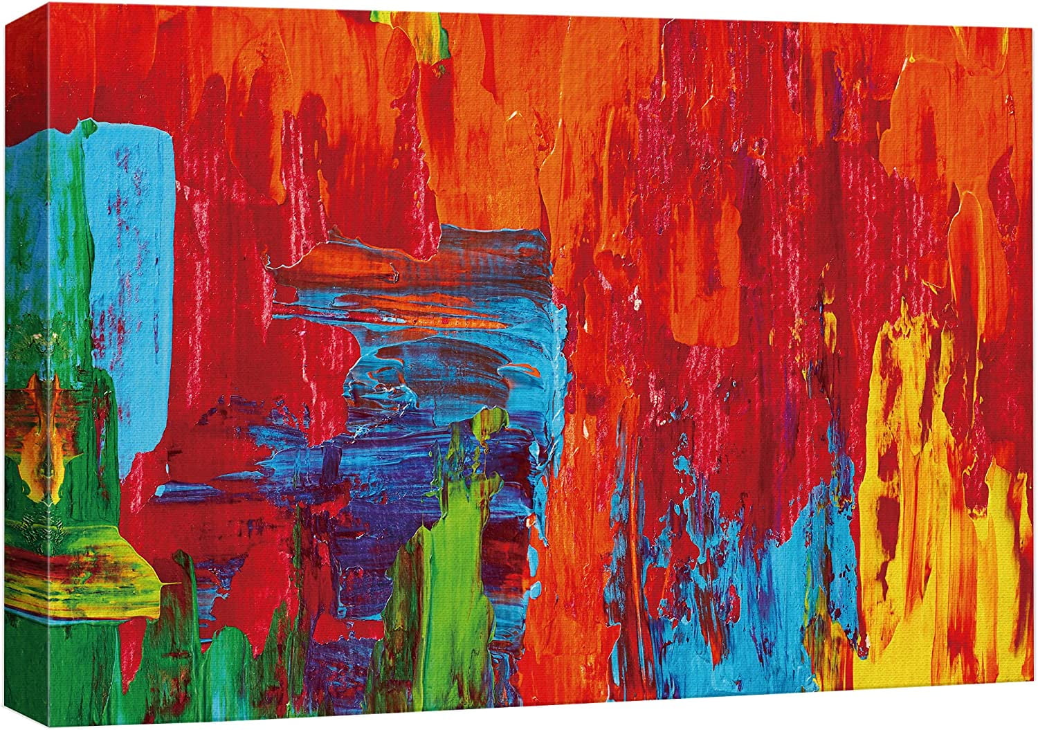 AEFER Canvas Print Wall Art Bright Red, Orange, Yellow, Blue and Green ...