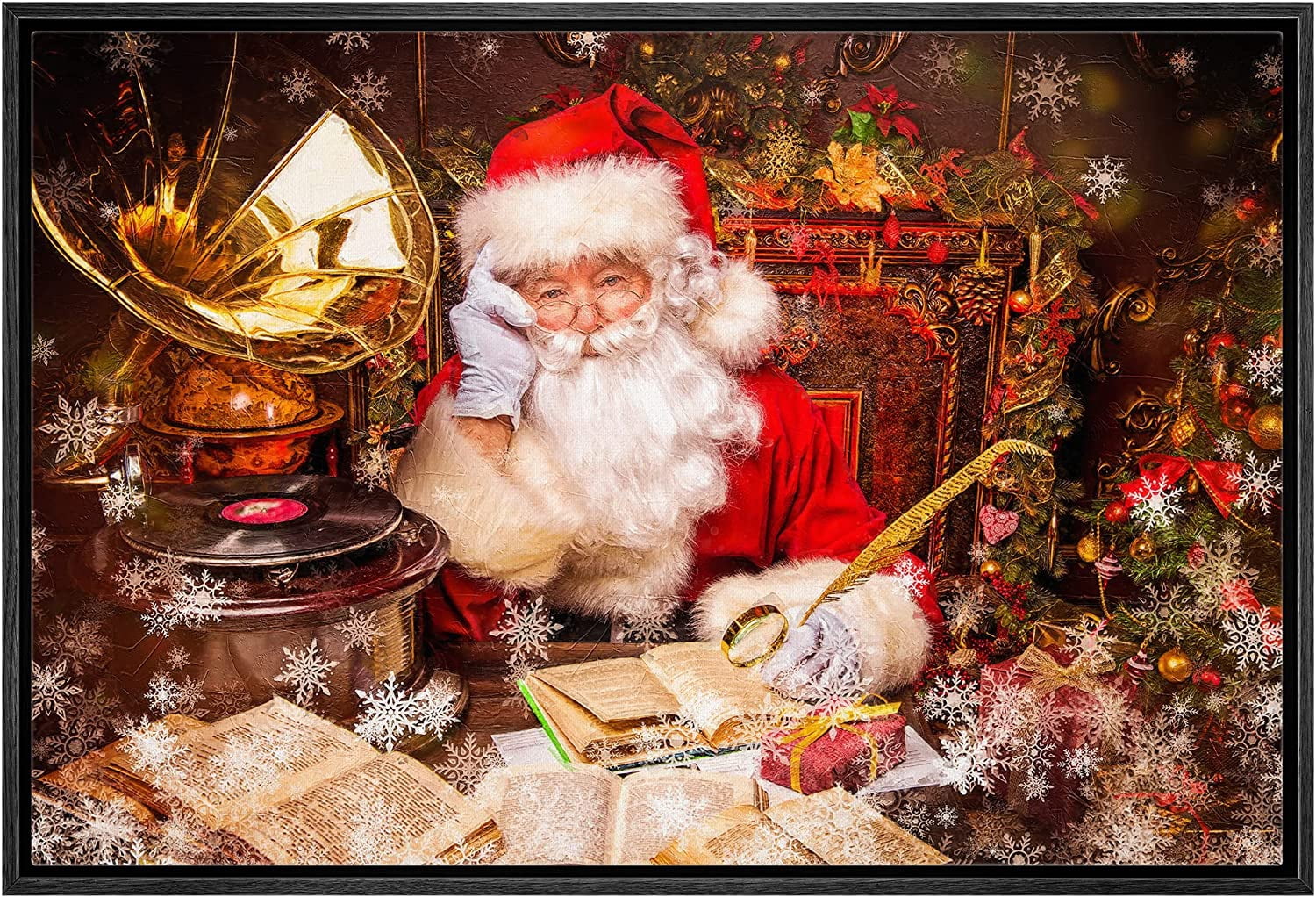 AEFER Canvas Print Wall Art Christmas Santa Claus Writing List ...