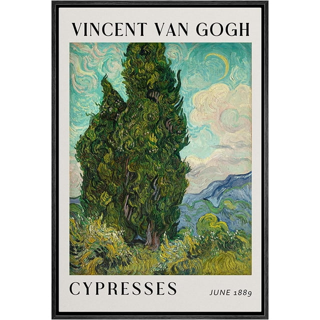 AEFER Canvas Print Wall Art Cypress Tree Landscape by Vincent Van Gogh ...