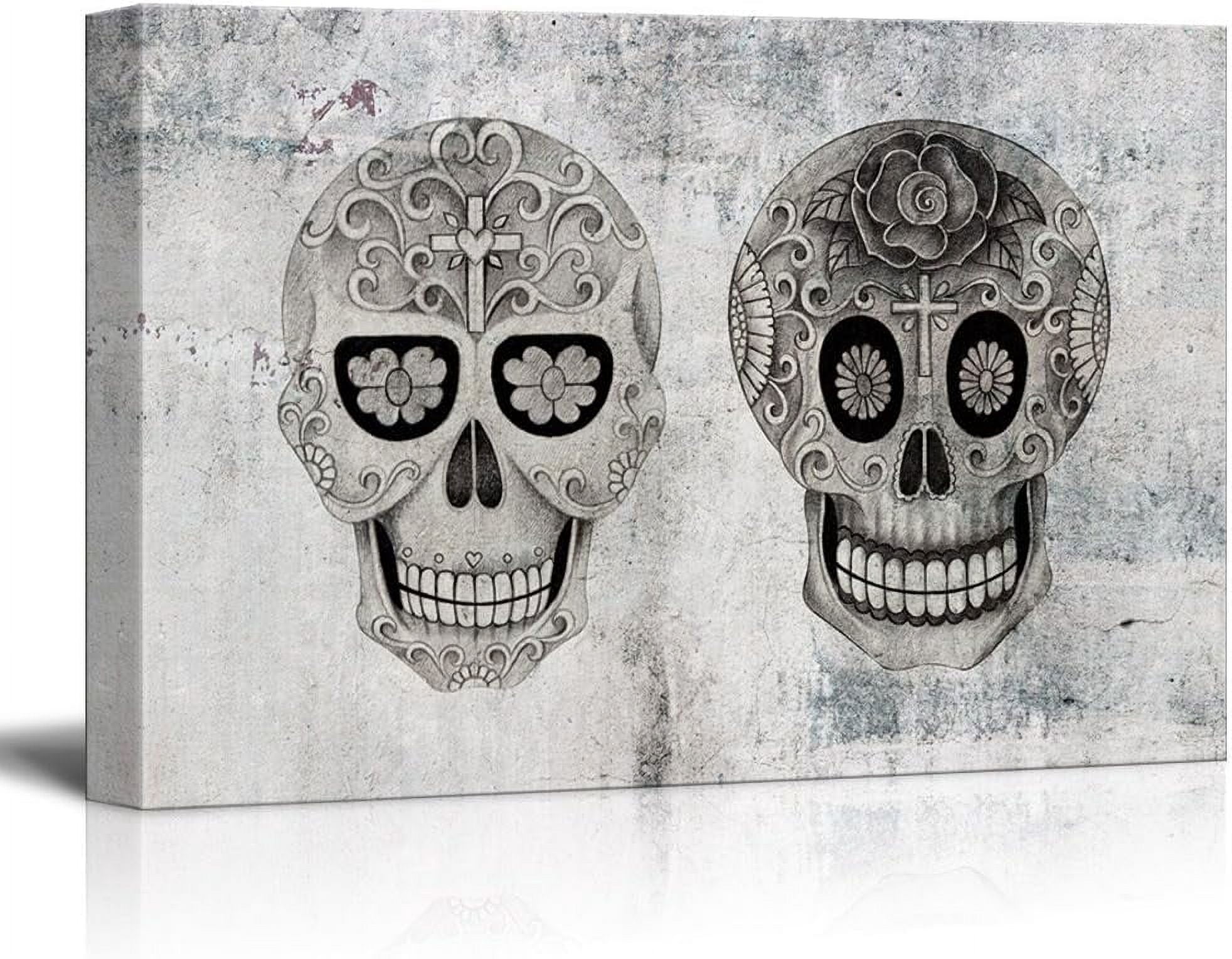 AEFER Canvas Print Wall Art - Day of The Dead (Dia De Los Muertos ...