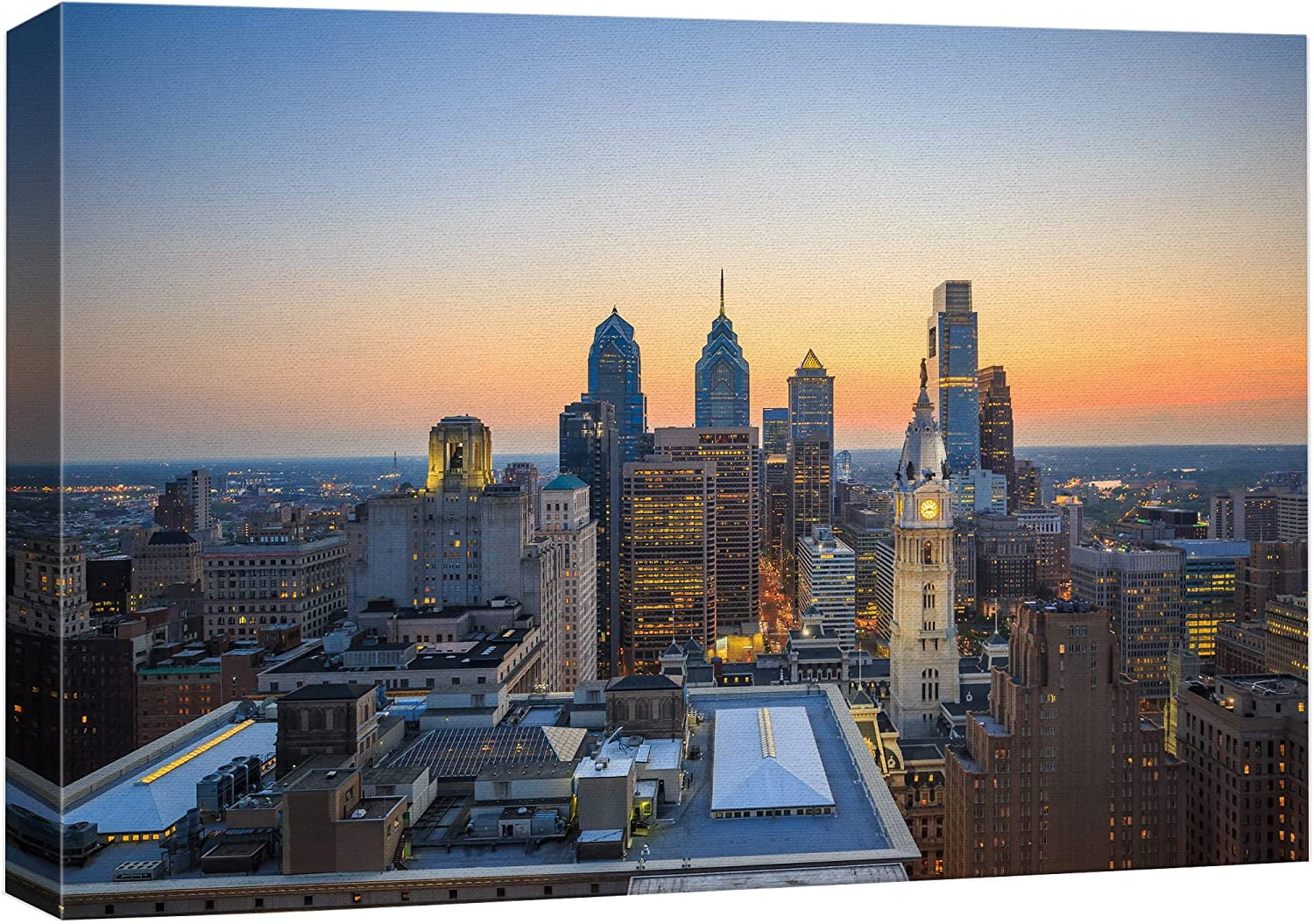 AEFER Canvas Print Wall Art Downtown Philadelphia Skyline at Sunset ...