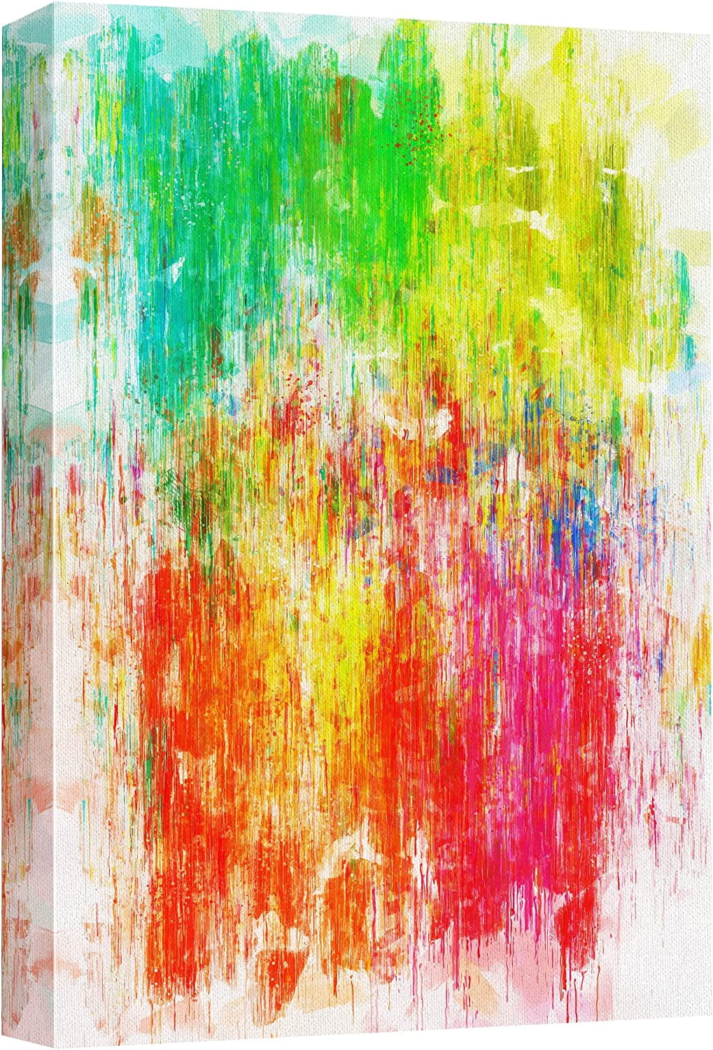 AEFER Canvas Print Wall Art Dripping Rainbow Paint Strokes Abstract ...