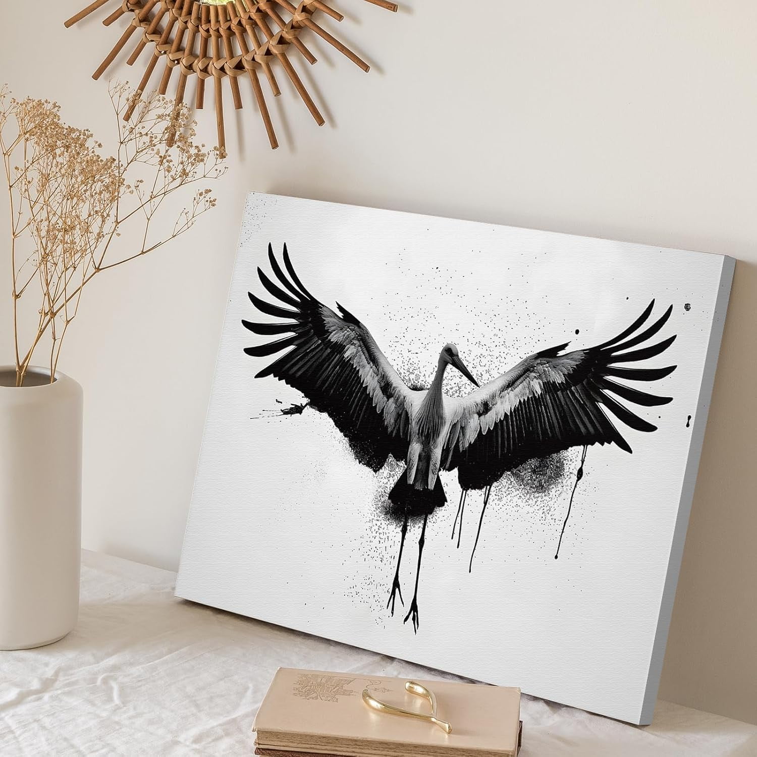 AEFER Canvas Print Wall Art Eagle Wall Decor Gothic Black and White ...
