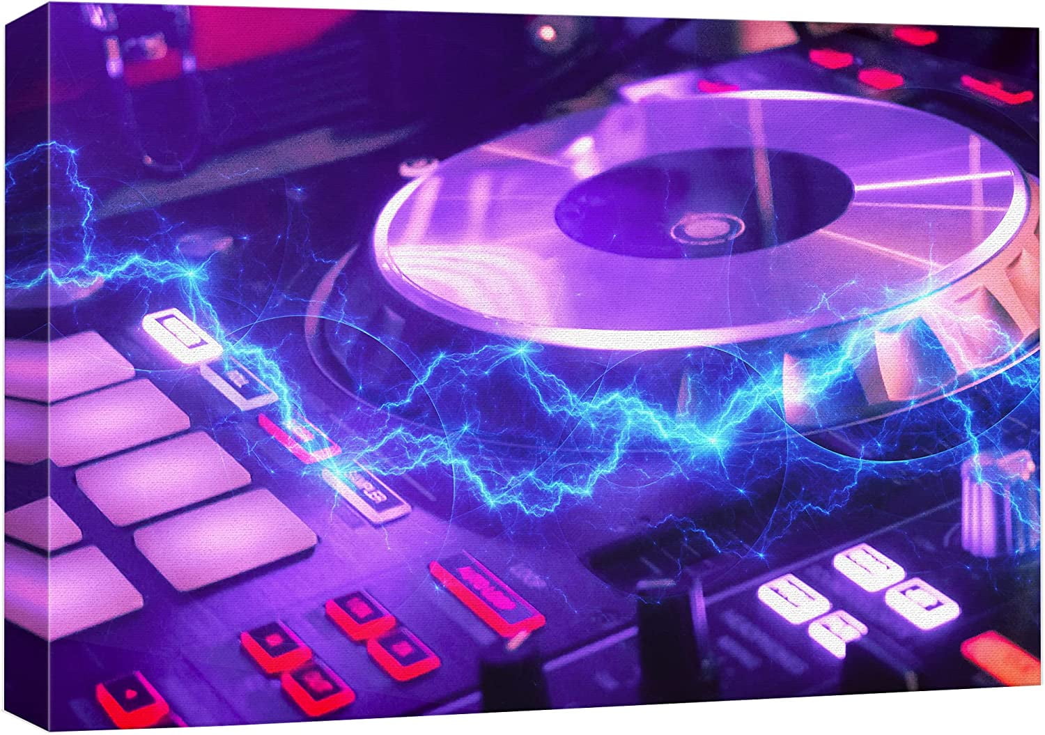 AEFER Canvas Print Wall Art Electric Shock Retro DJ Record Turntable ...