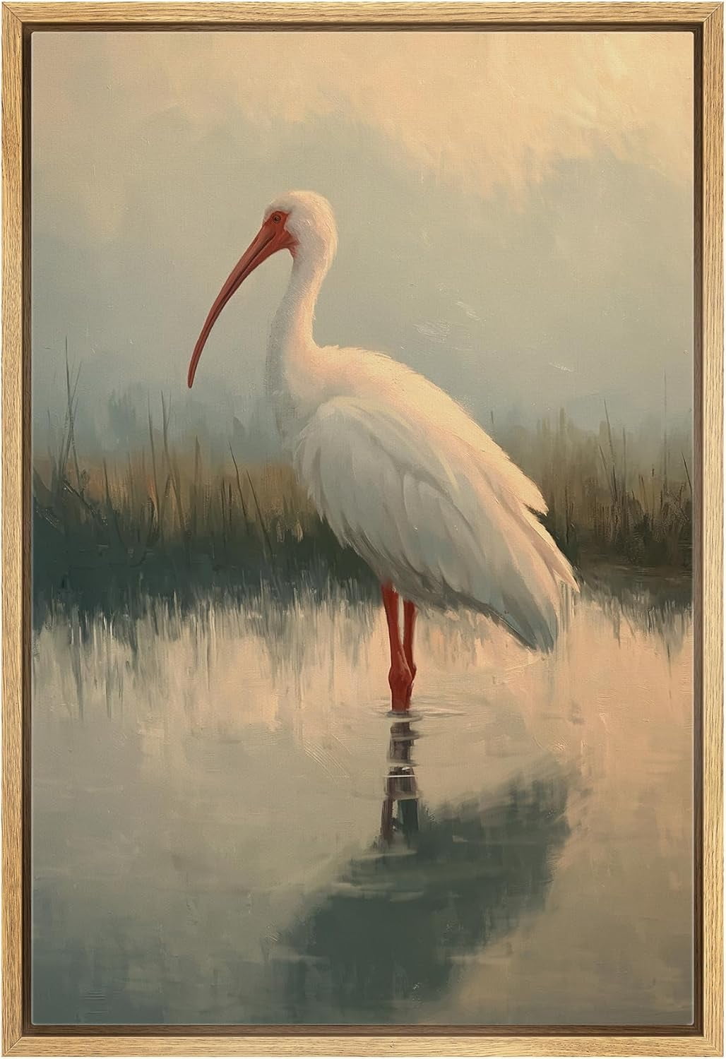 AEFER Canvas Print Wall Art Elegant White Ibis Standing in Serene ...